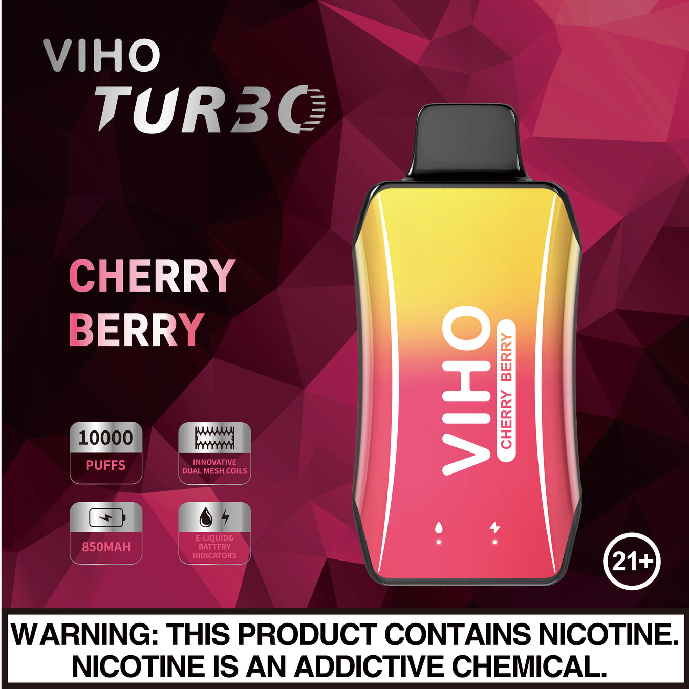 VIHO Turbo 10k - Cherry Berry | America's No.1 Online Vape Shop – Price ...